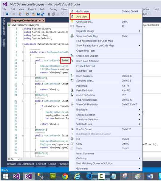 CRUD Operations in MVC Using Business Layer and Scaffolding